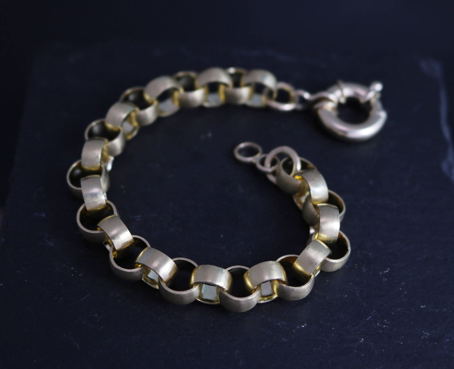 14k Yellow 8mm Gold Rolo Chain Link Handmade Chain Link | Etsy