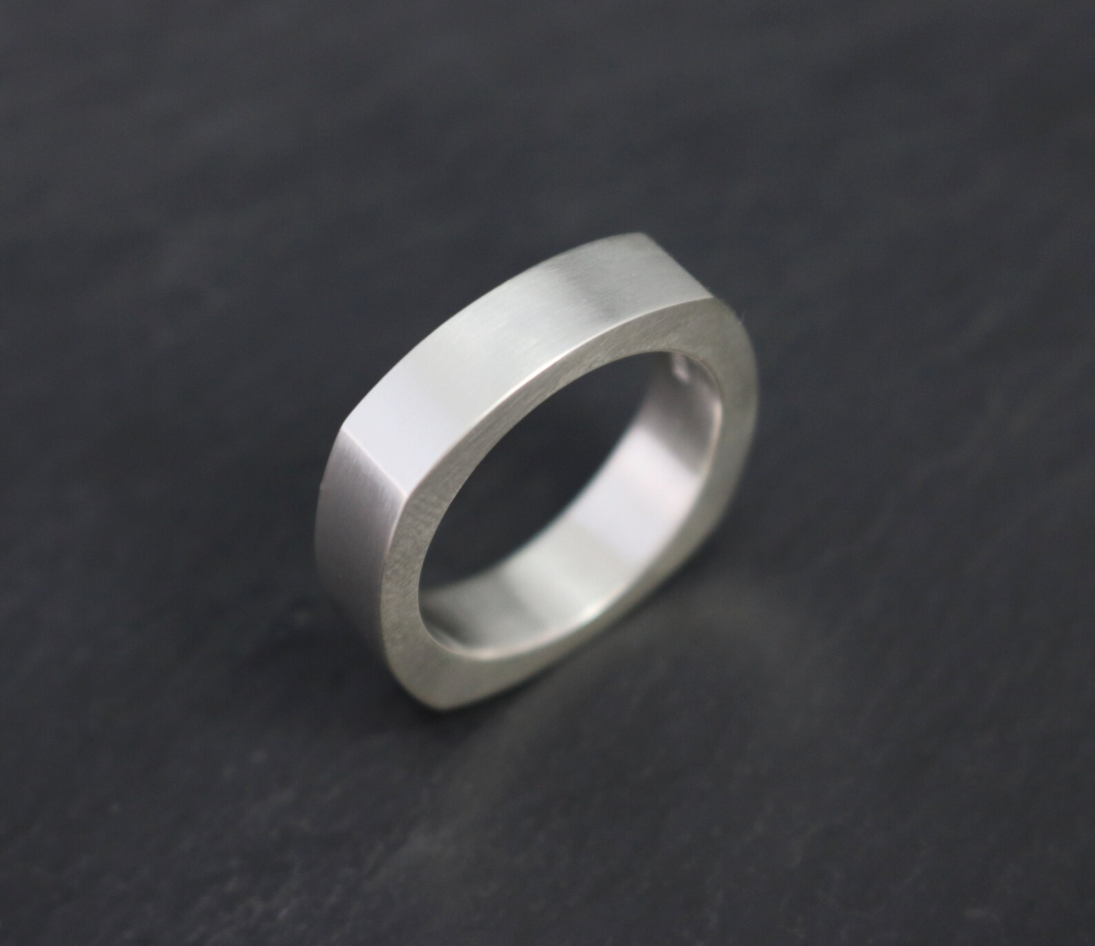 Square Wedding Band 6mm, Sterling Silver Square Ring Heavy Weight ...