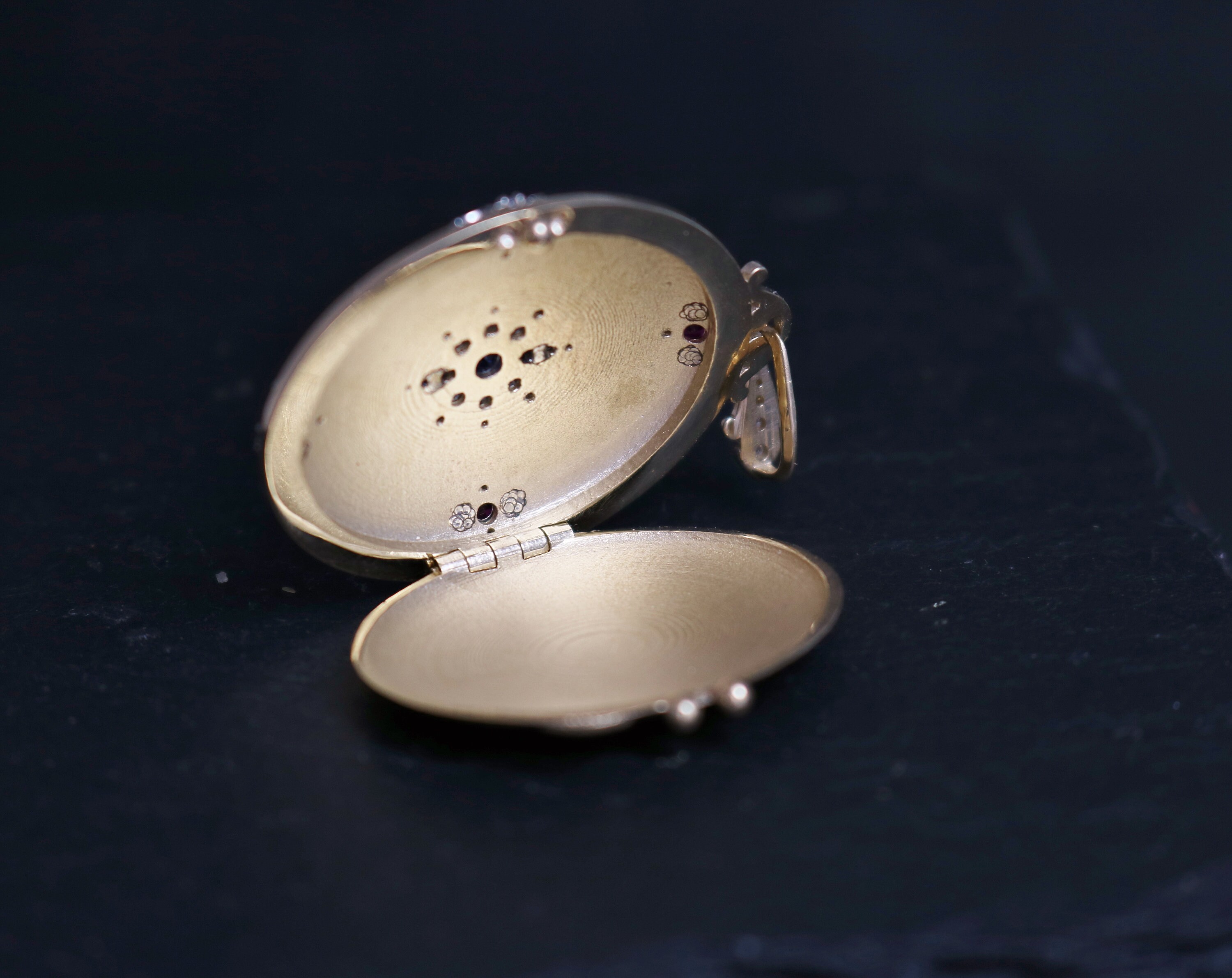 Gold Locket With Diamond Ruby Sapphire Locket 30mm X 25mm - Etsy