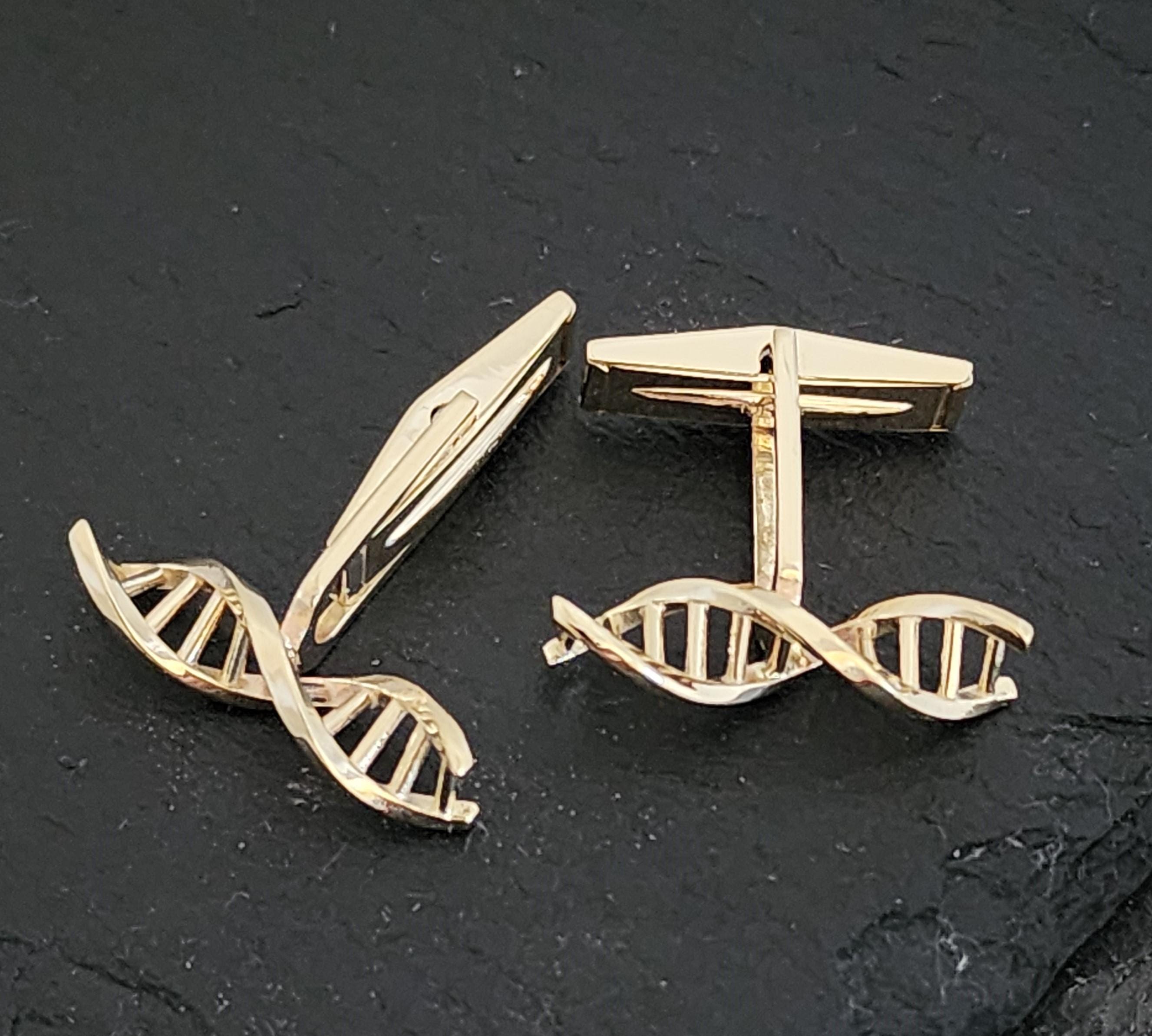14k Gold Cuff Links Cufflinks Gift for Science DNA Jewelry - Etsy