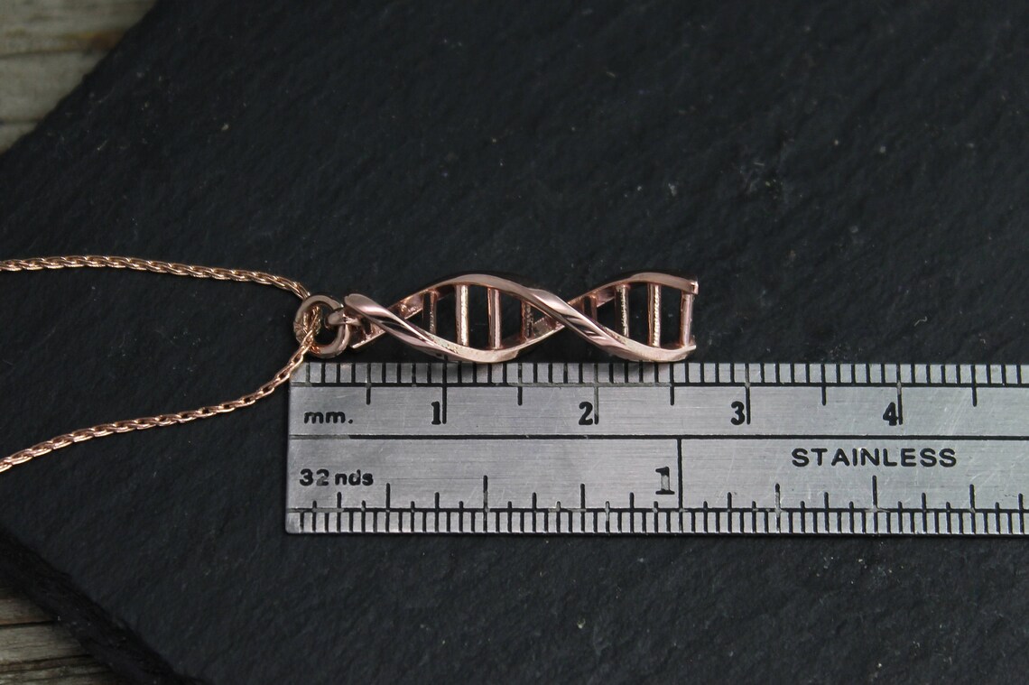 14k Rose Gold DNA Pendant, DNA Jewelry, Double Helix, Eco-friendly ...