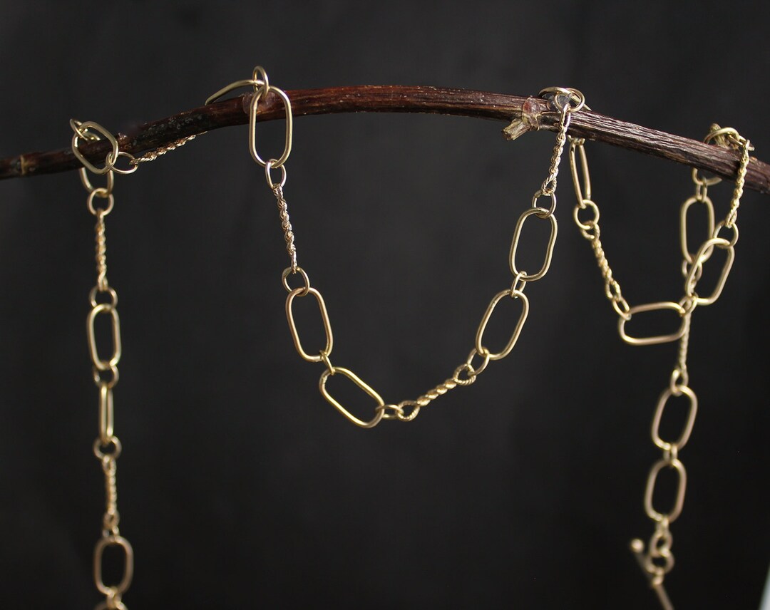 Handmade Gold Chain, Solid 14k Yellow Gold Chain Link Necklace, One of ...