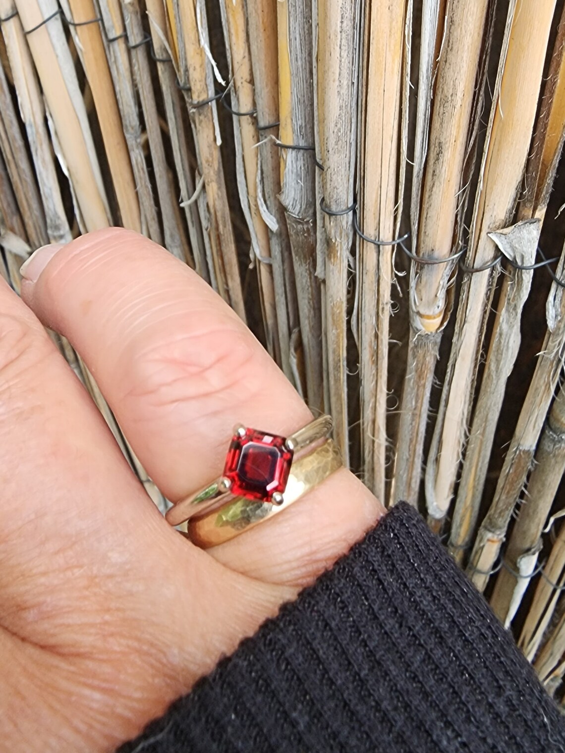 14k White Gold Asscher Cut Garnet Ring, Alternative Engagement Ring ...