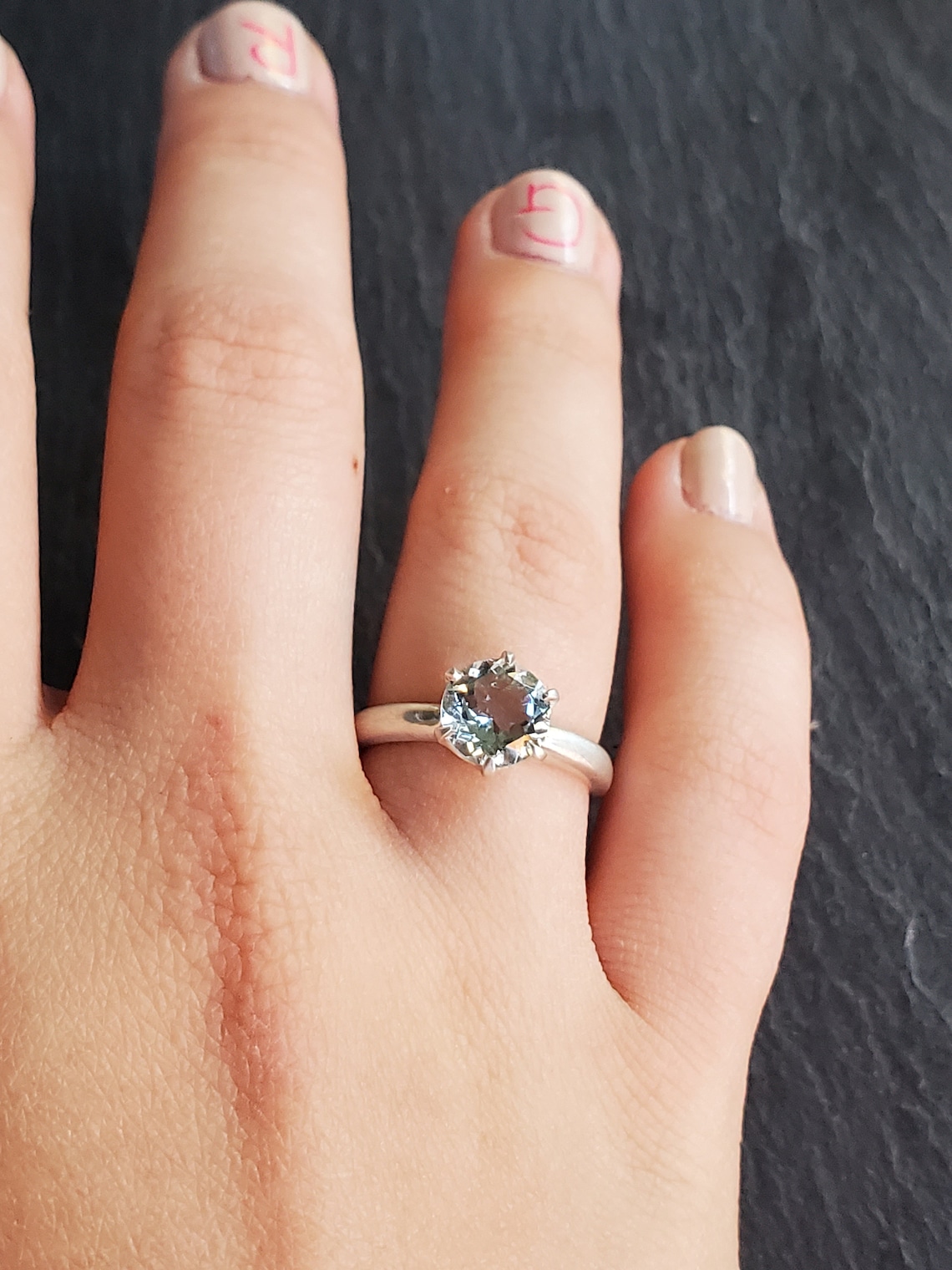 Sterling Silver Aquamarine Ring Classic Solitaire Ring 7.5mm - Etsy