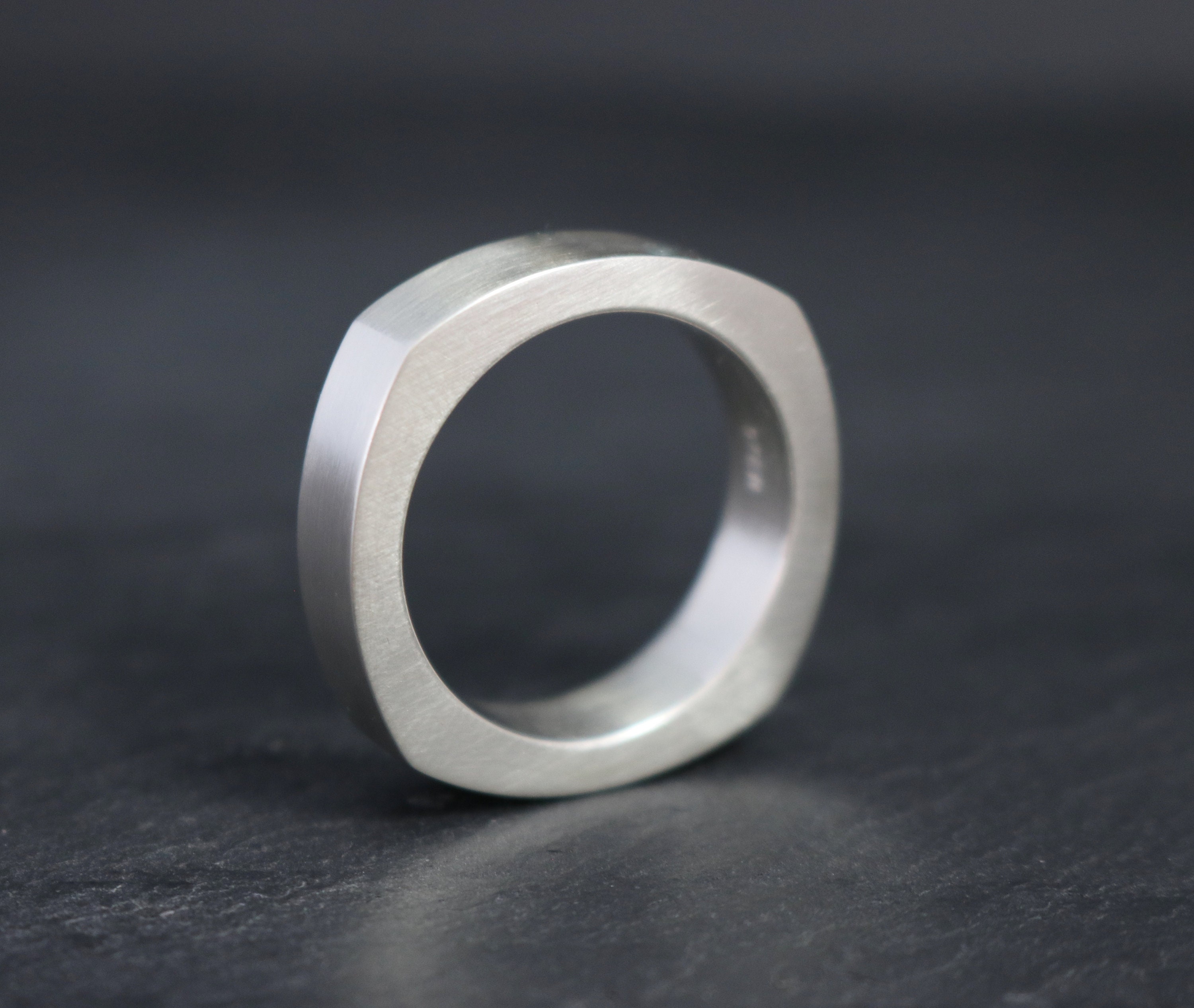 Square Wedding Band 6mm, Sterling Silver Square Ring Heavy Weight ...