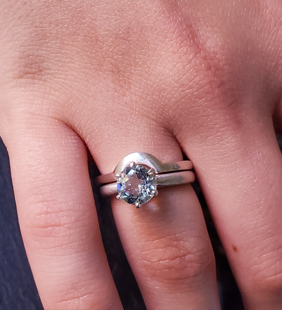 Sterling Silver Aquamarine Ring Classic Solitaire Ring 7.5mm - Etsy