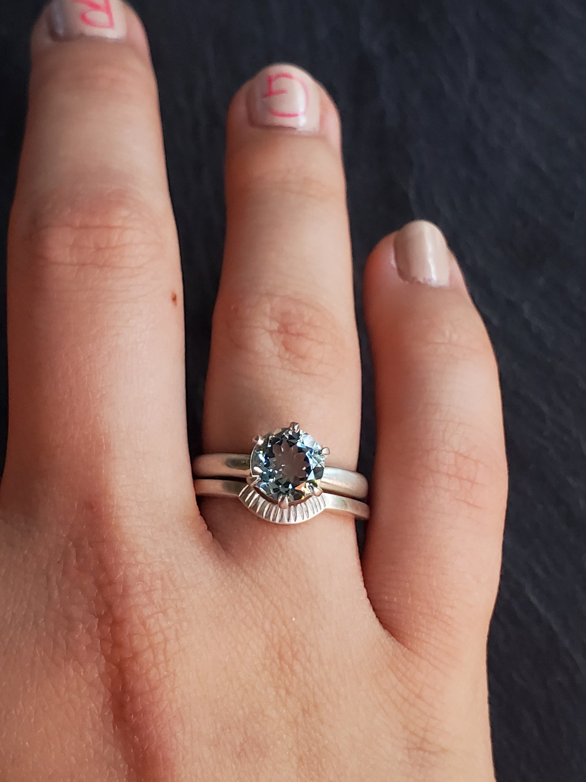 Sterling Silver Aquamarine Ring Classic Solitaire Ring 7.5mm - Etsy