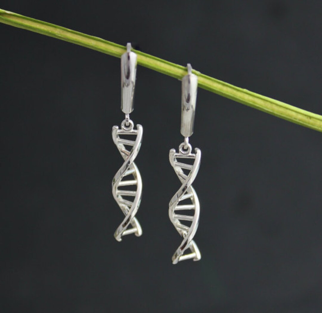DNA Double Helix Earrings in Sterling Silver Dangle Earrings - Etsy