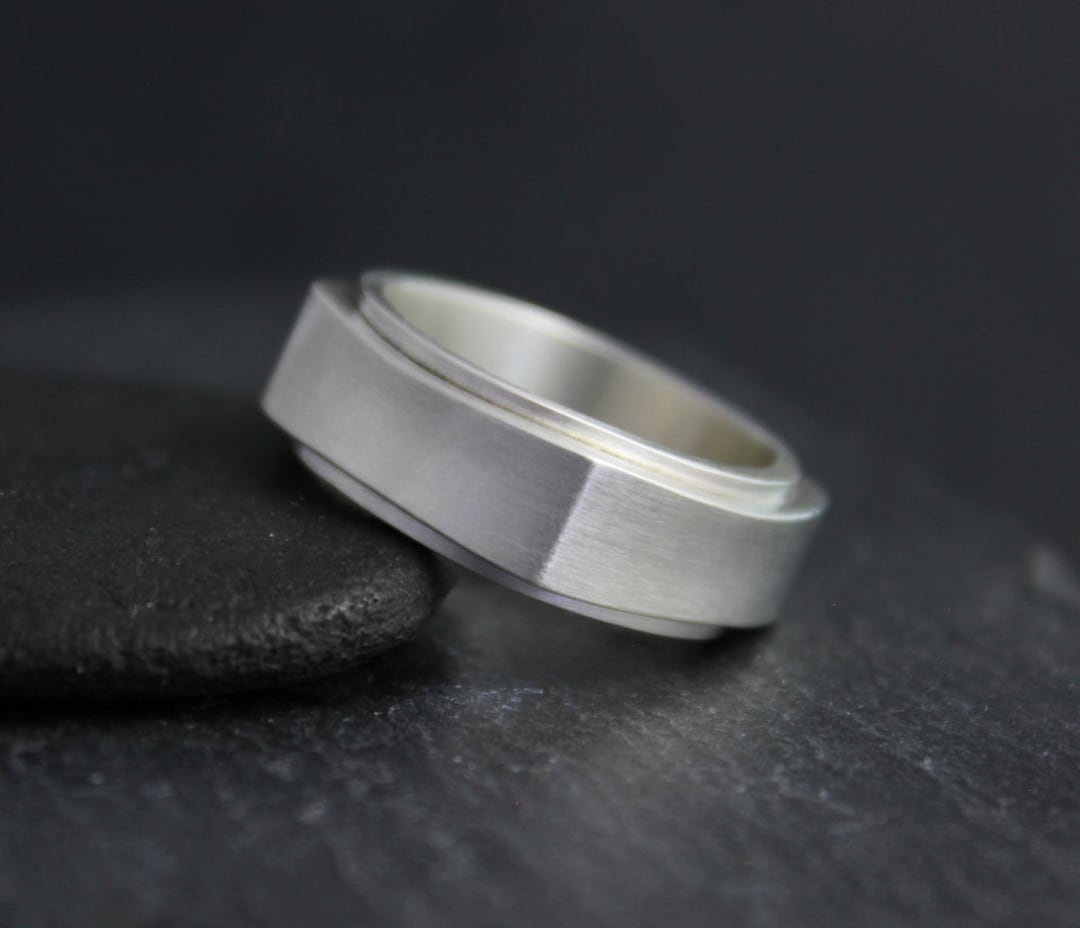 Square Wedding Band, Square Ring With Edge, Flat Edge Ring, Sterling ...