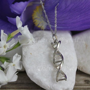 14k White Gold DNA Pendant DNA Jewelry Double Helix | Etsy