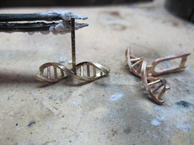 14k gold cuff links cufflinks gift for science DNA jewelry | Etsy