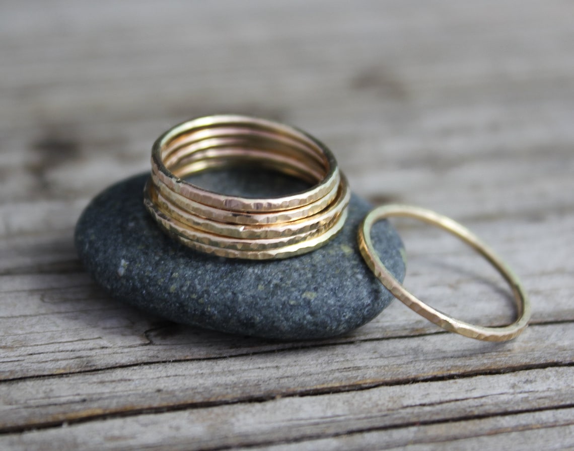 Solid 14k Yellow Gold Stacking Rings Handmade Stacking Rings - Etsy
