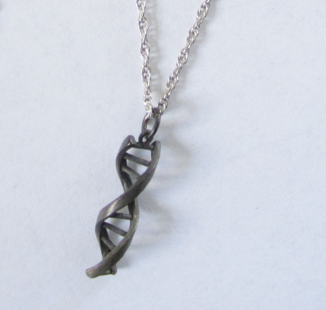 DNA Black Silver Pendant Gift for Science Oxidized Sterling Silver - Etsy