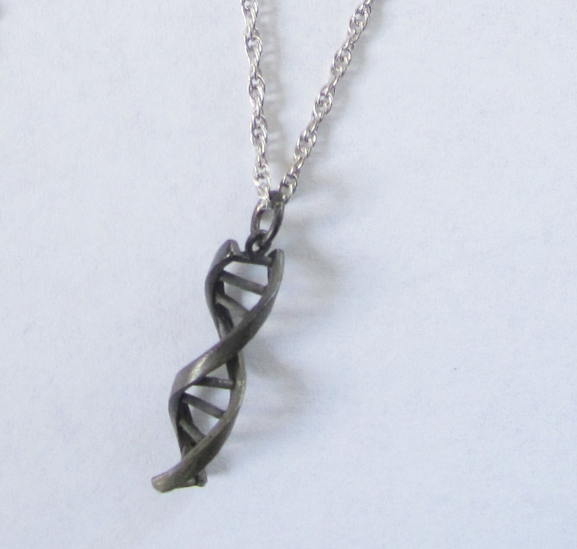 DNA Black Silver Pendant Gift for Science Oxidized Sterling - Etsy