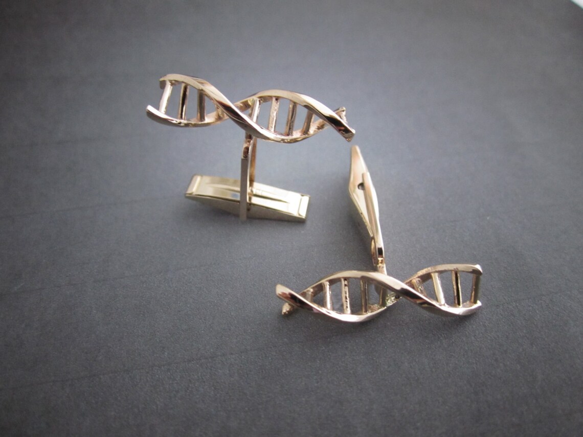 14k gold cuff links cufflinks gift for science DNA jewelry | Etsy
