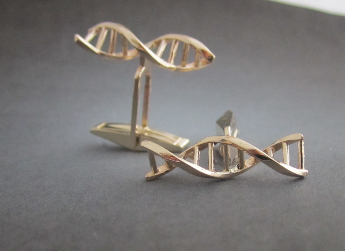 14k gold cuff links cufflinks gift for science DNA jewelry | Etsy