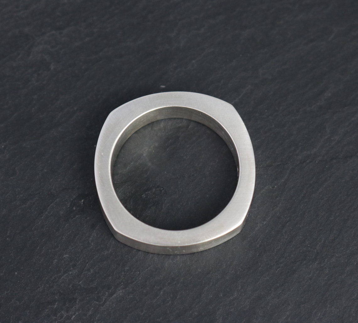 Square Wedding Band 6mm, Sterling Silver Square Ring Heavy Weight ...