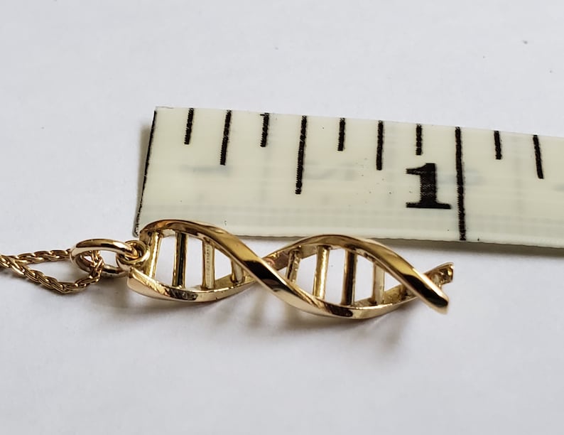 Double Helix DNA 14k Yellow Gold Pendant Gift for Science - Etsy