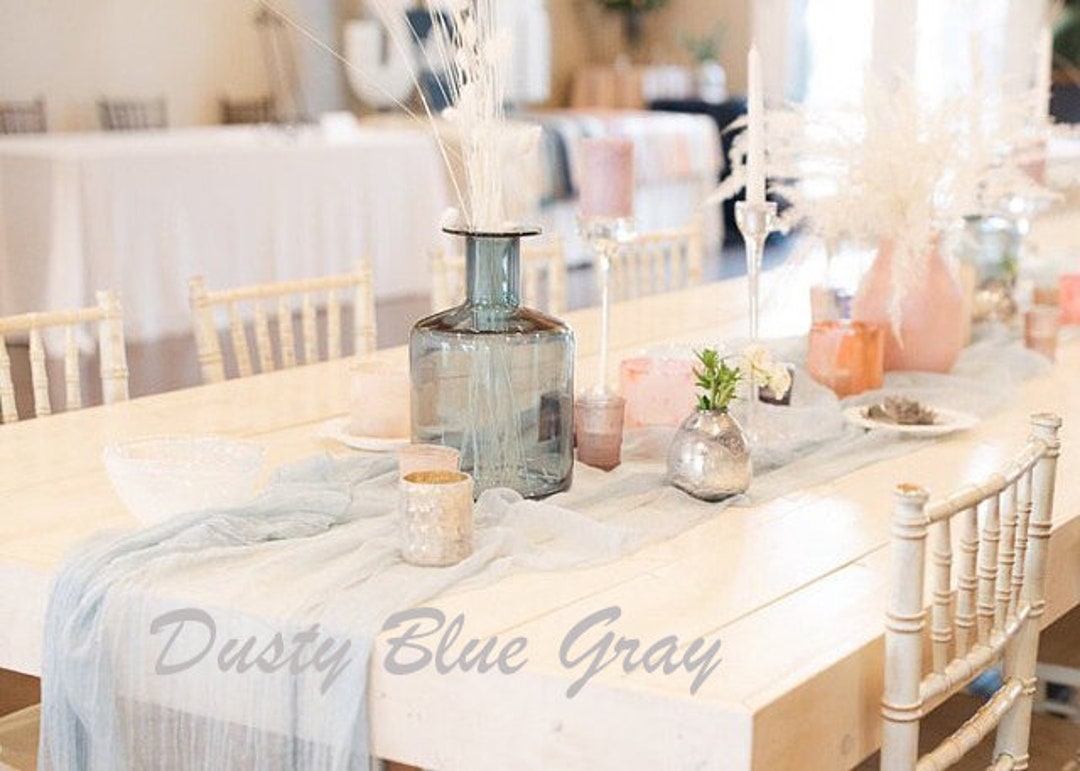 Blue Wedding Table Runner, Sky Blue Gauze Runner, Dusty Blue ...