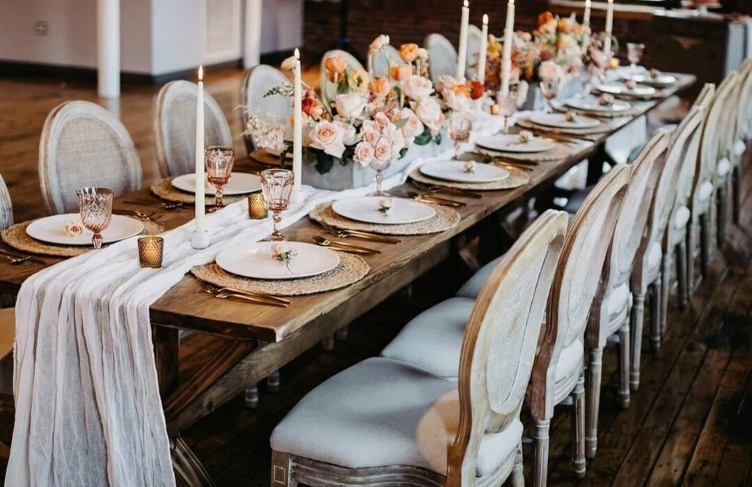 Elegant Rustic Wedding Table Runner, Cheesecloth Table Centerpiece ...