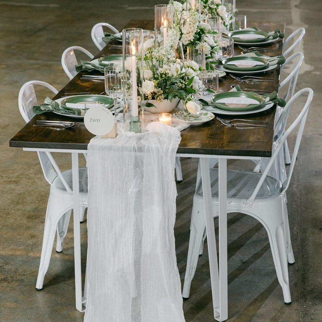 White Cheesecloth Table Runner: Hand-dyed Cotton Gauze Wedding Decor - Etsy