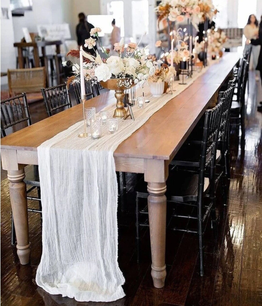 Ivory Wedding Table Runner, Boho Wedding Gauze Napkins, Ivory ...