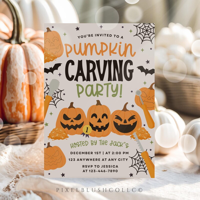 Editable Pumpkin Carving Contest Flyer - Etsy