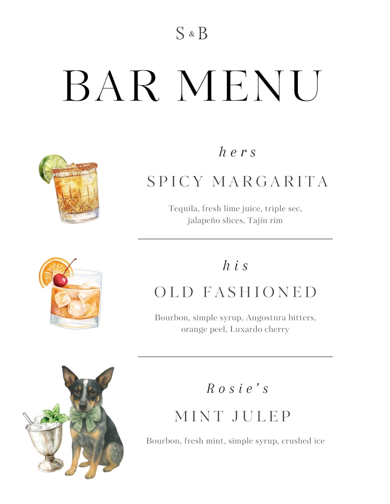 Editable Signature Drinks Bar Menu Template – Wedding Cocktail Sign ...