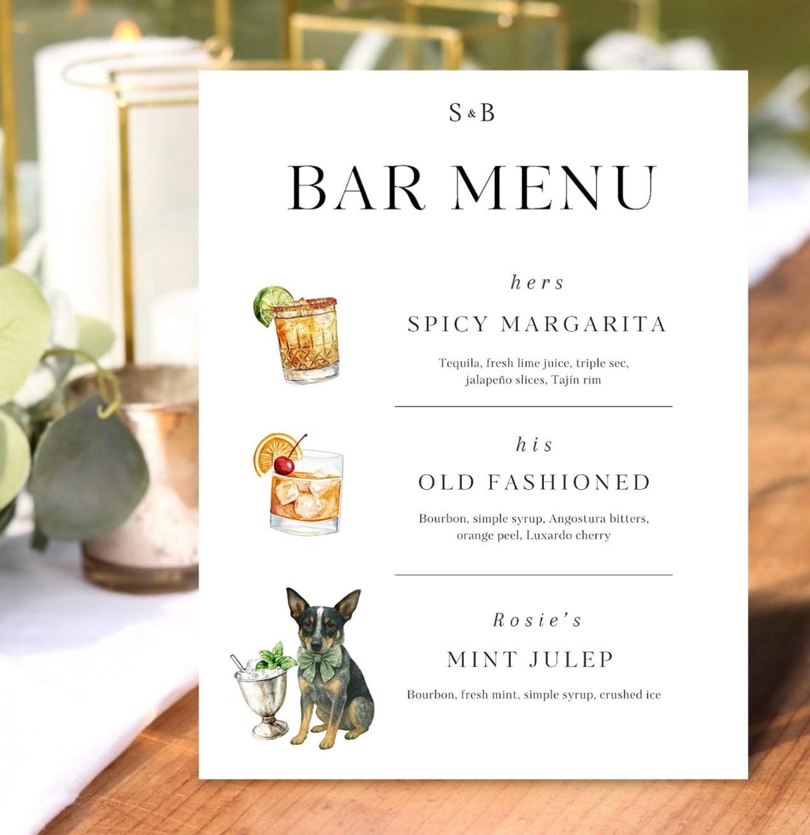 Editable Signature Drinks Bar Menu Template – Wedding Cocktail Sign ...
