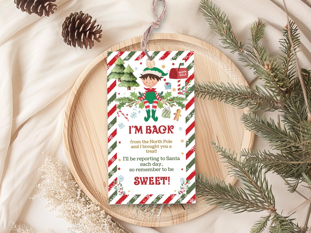 Editable Elf I'm Back Gift Tag: Christmas Tradition (digital Download ...