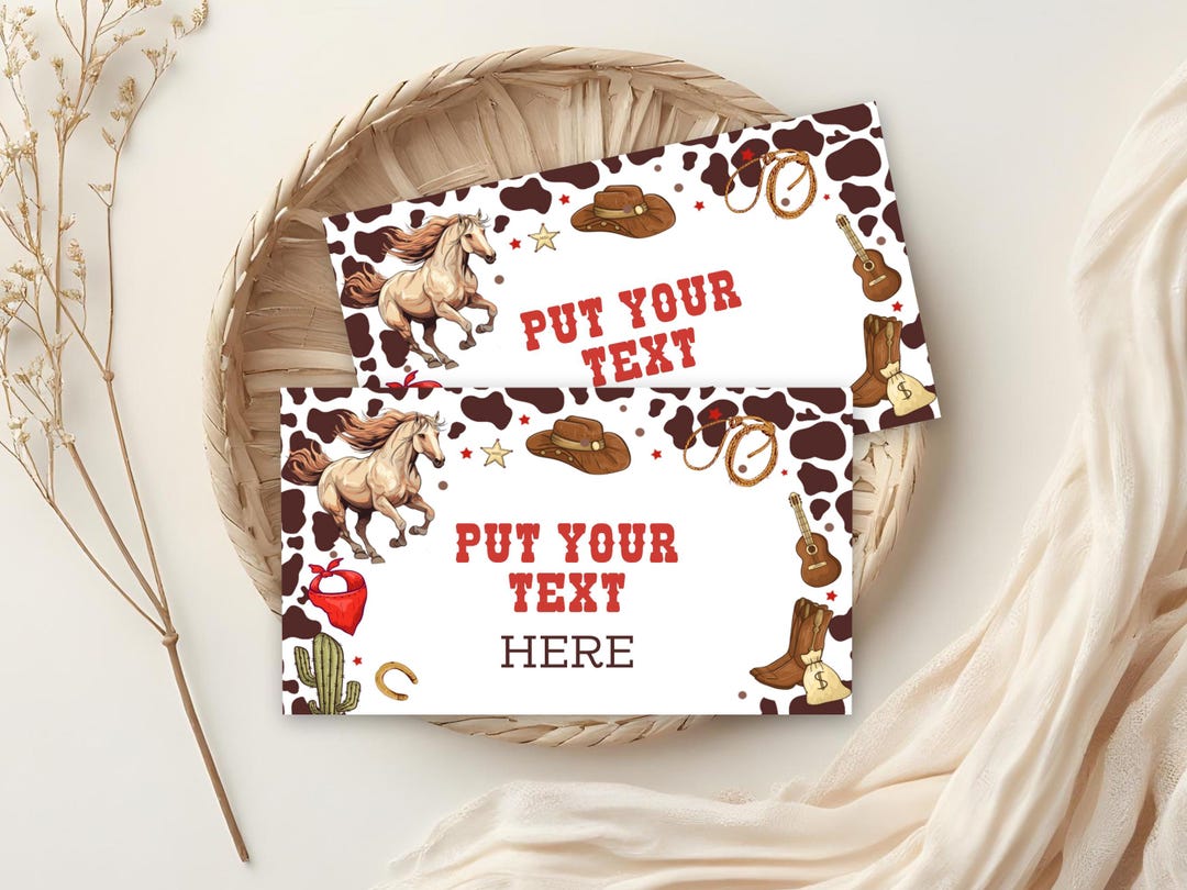 Editable Rodeo Tent Food Labels, Cowboy Birthday Party Table Decoration ...