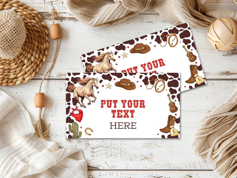 Editable Red My 1st Rodeo Food Labels, Western Party Place Cards ...