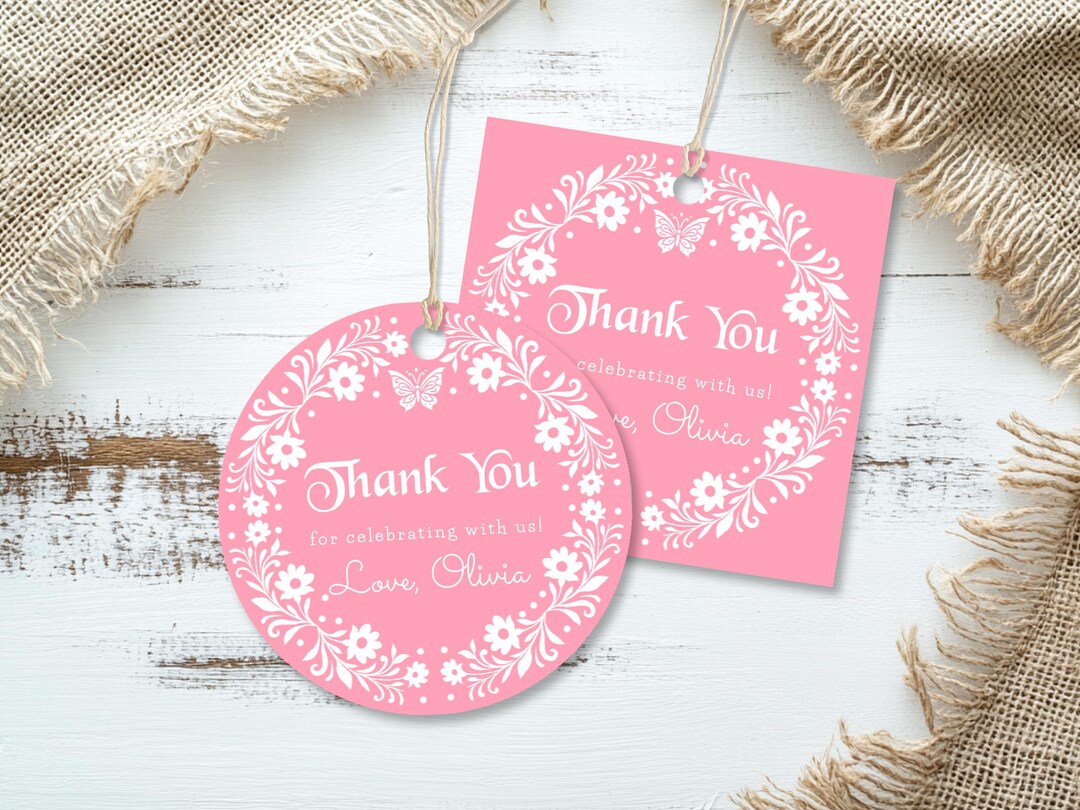 Editable Pink Cielito Lindo Thank You Tags, Mexican Floral Talavera ...