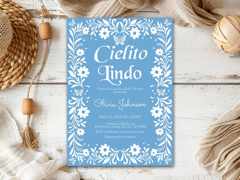 Editable Cielito Lindo Baby Shower Invitation, Blue Talavera Style Boy ...