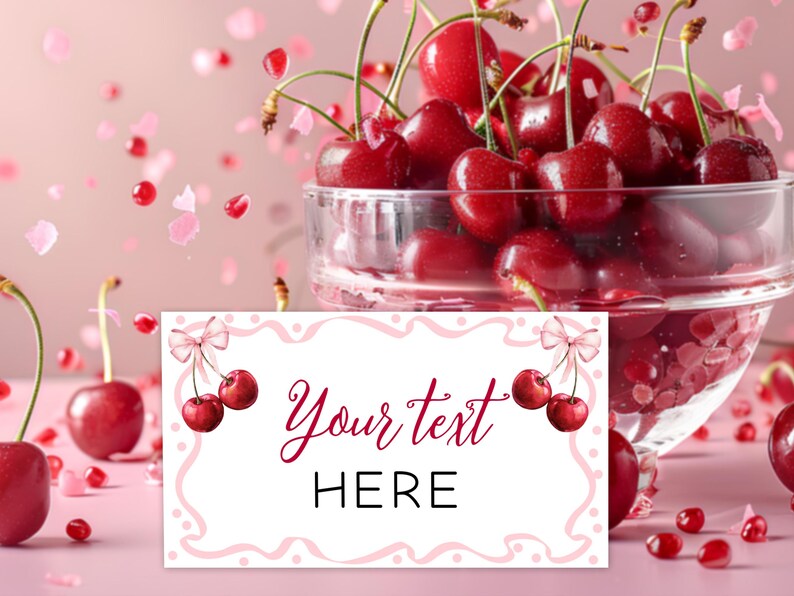 Editable Cherry on Top Baby Shower Food Tent Card, Fruit Birthday Place ...