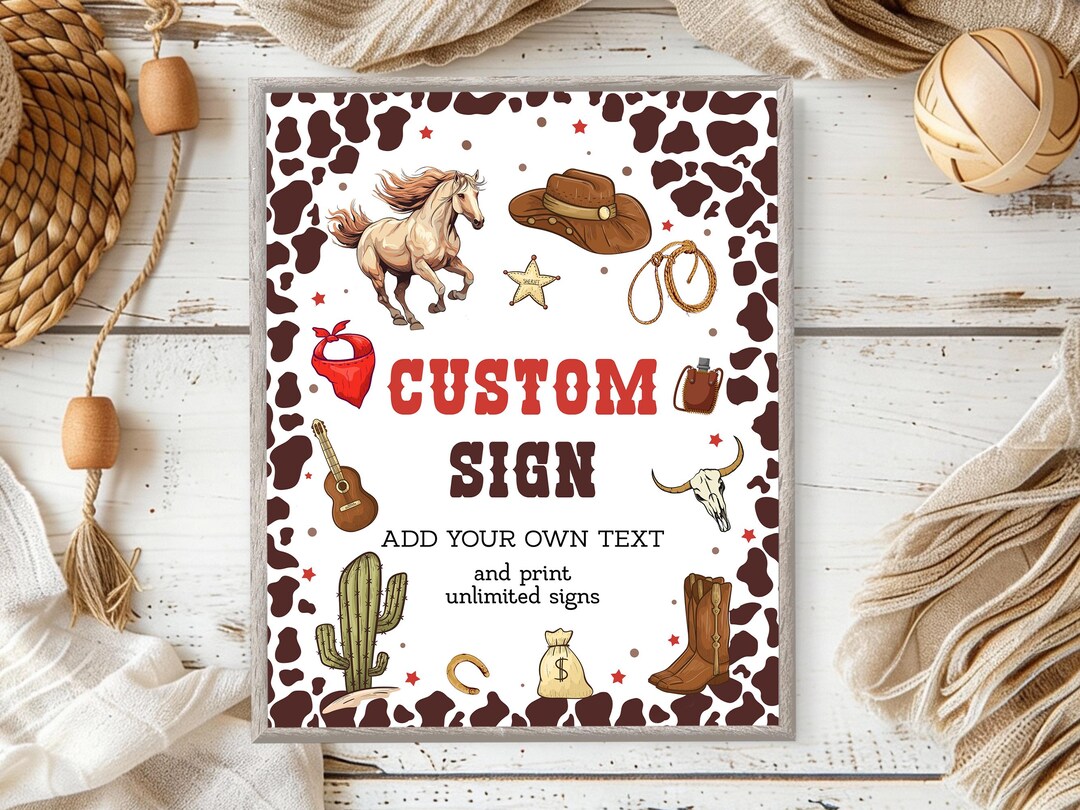 Editable My First Rodeo Custom Sign, Western Cowboy Birthday Party ...