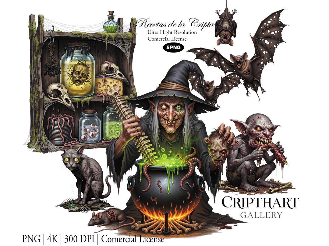 Witch Halloween & Gothic Creatures Pack (PNG, 4K, Commercial Use) - Etsy