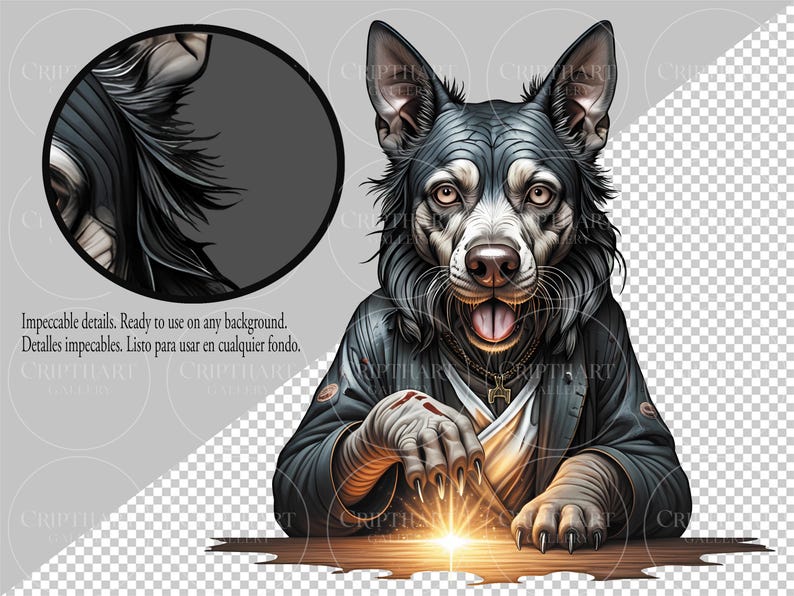 Pack 5 Arcane Hounds Clipart | PNG Illustrations Dark Magic Dog, Occult ...