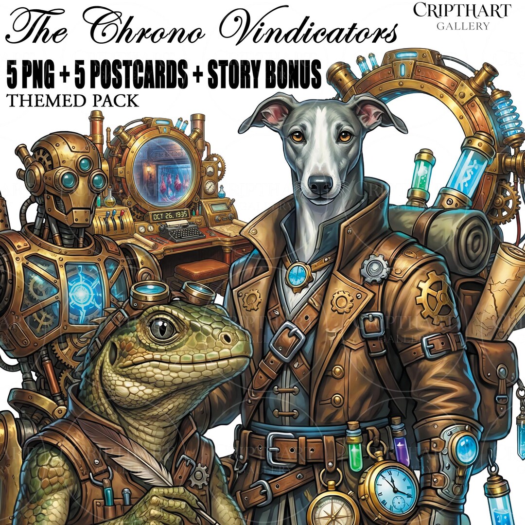 Greyhound Steampunk Clipart & Lizardman Fantasy Art | POD Bundle (4K ...