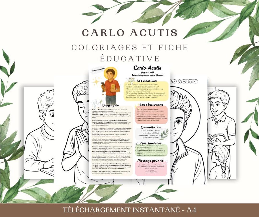Saint Carlo Acutis - Educational & Coloring Pack - Etsy