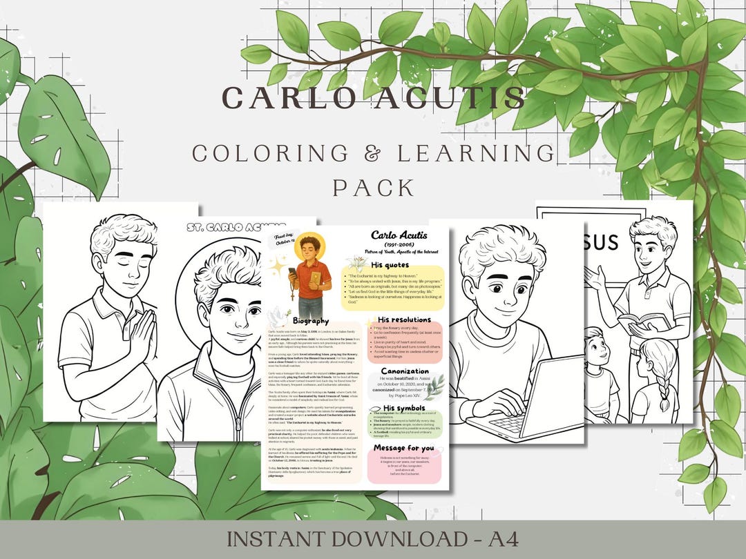 St. Carlo Acutis - Educational & Coloring Pack - Etsy