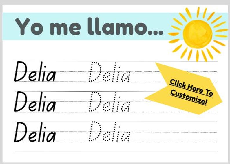 Spanish Name Handwriting Template (customizable) - Plantilla De ...
