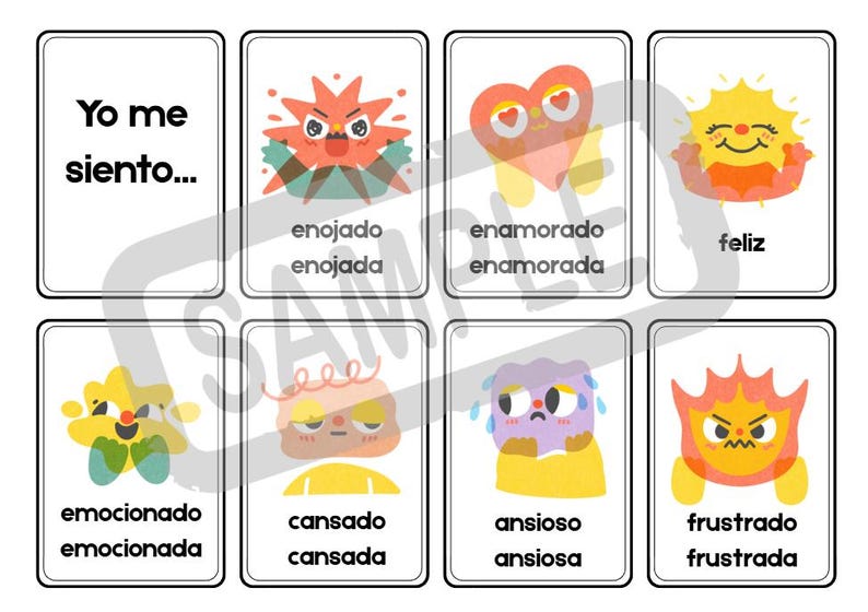 Tarjetas De Las Emociones - Feelings Cards in Spanish - Etsy