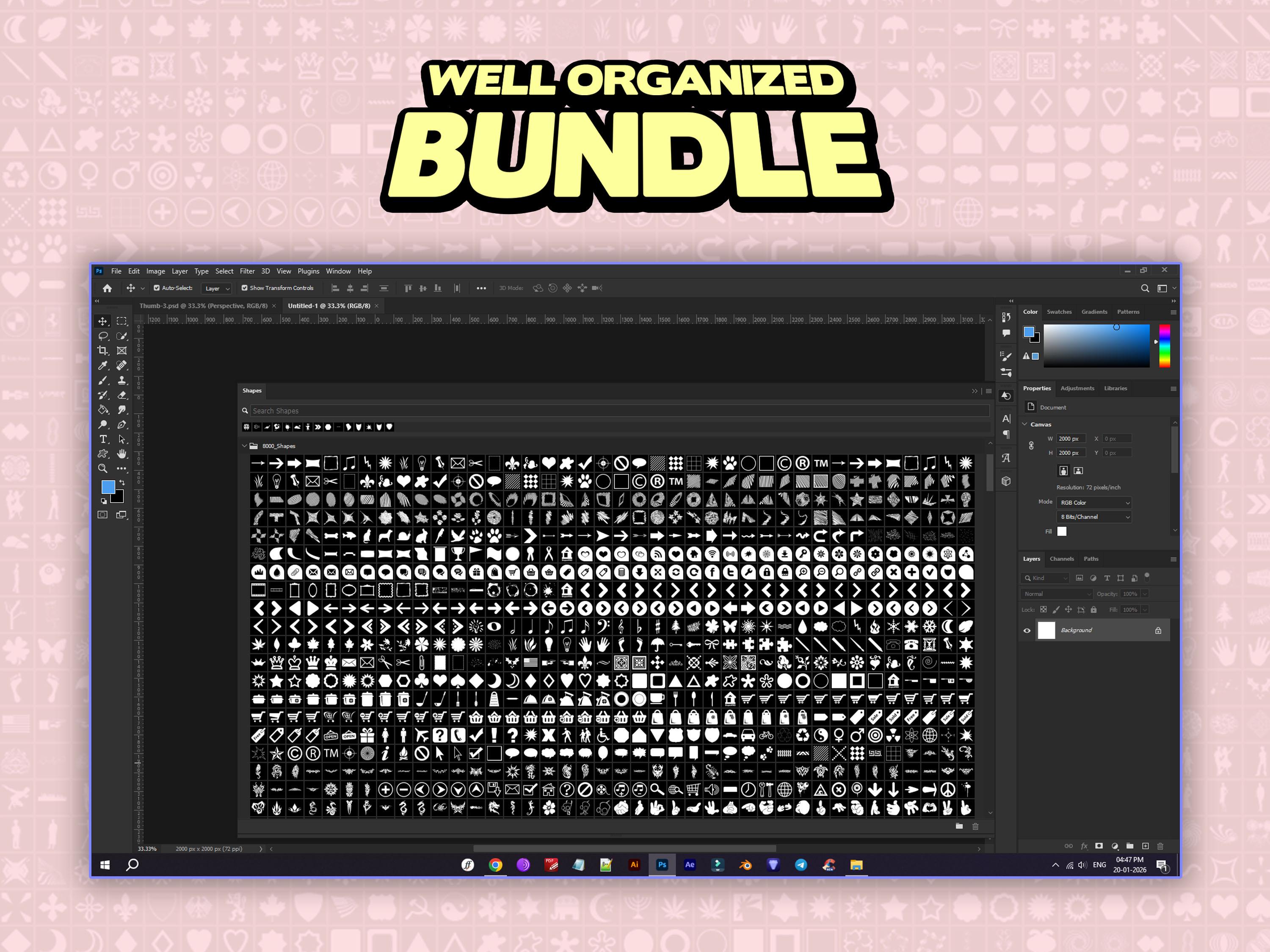 8000 Photoshop Shapes Pack Custom Vector Tools for Designers Graphic ...