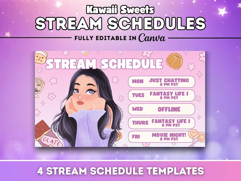 Twitch Stream Schedule Template Bundle | Vtuber Schedule Streaming ...