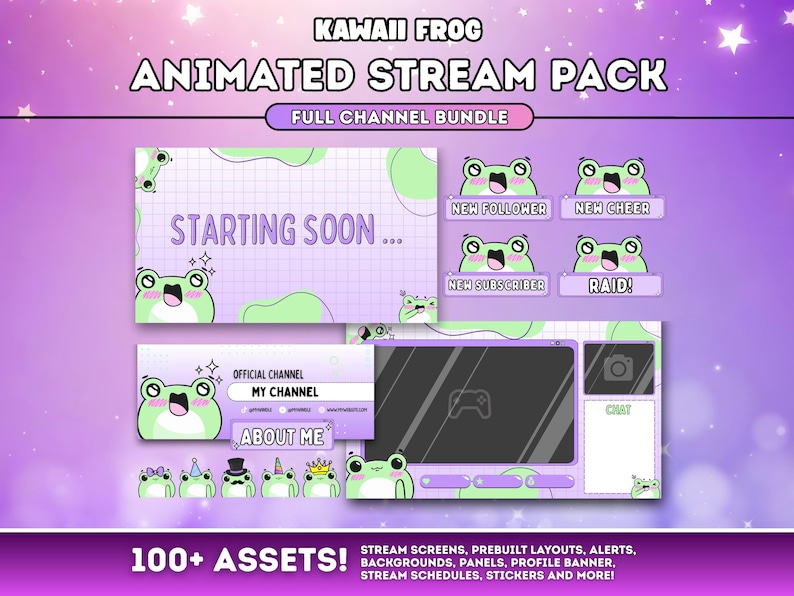 ANIMATED Stream Layout Stream Package Twitch Banner Alert Starting Soon ...