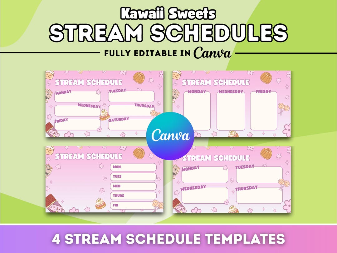 Twitch Stream Schedule Template Bundle | Vtuber Schedule Streaming ...