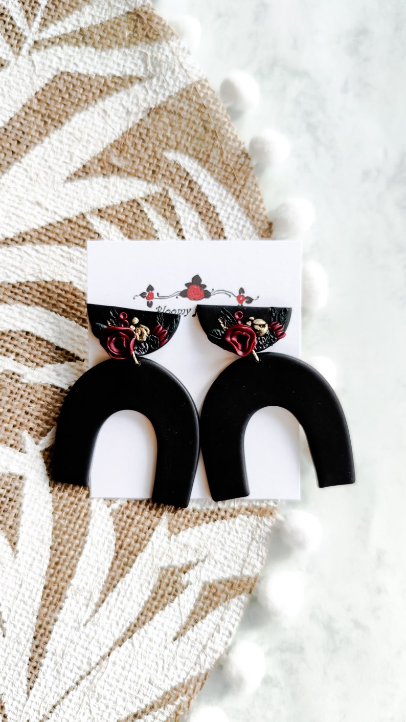 The Gothic Flower Arches / Polymer Clay Earrings Floral Clay - Etsy
