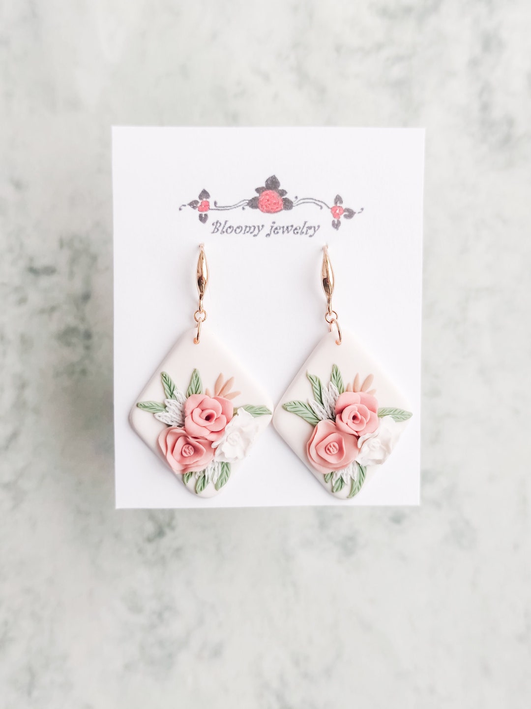 The Katherine in Romantic / Polymer Clay Earrings, Clay Earrings ...