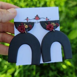 The Gothic Flower Arches / Polymer Clay Earrings, Floral Clay Earrings ...